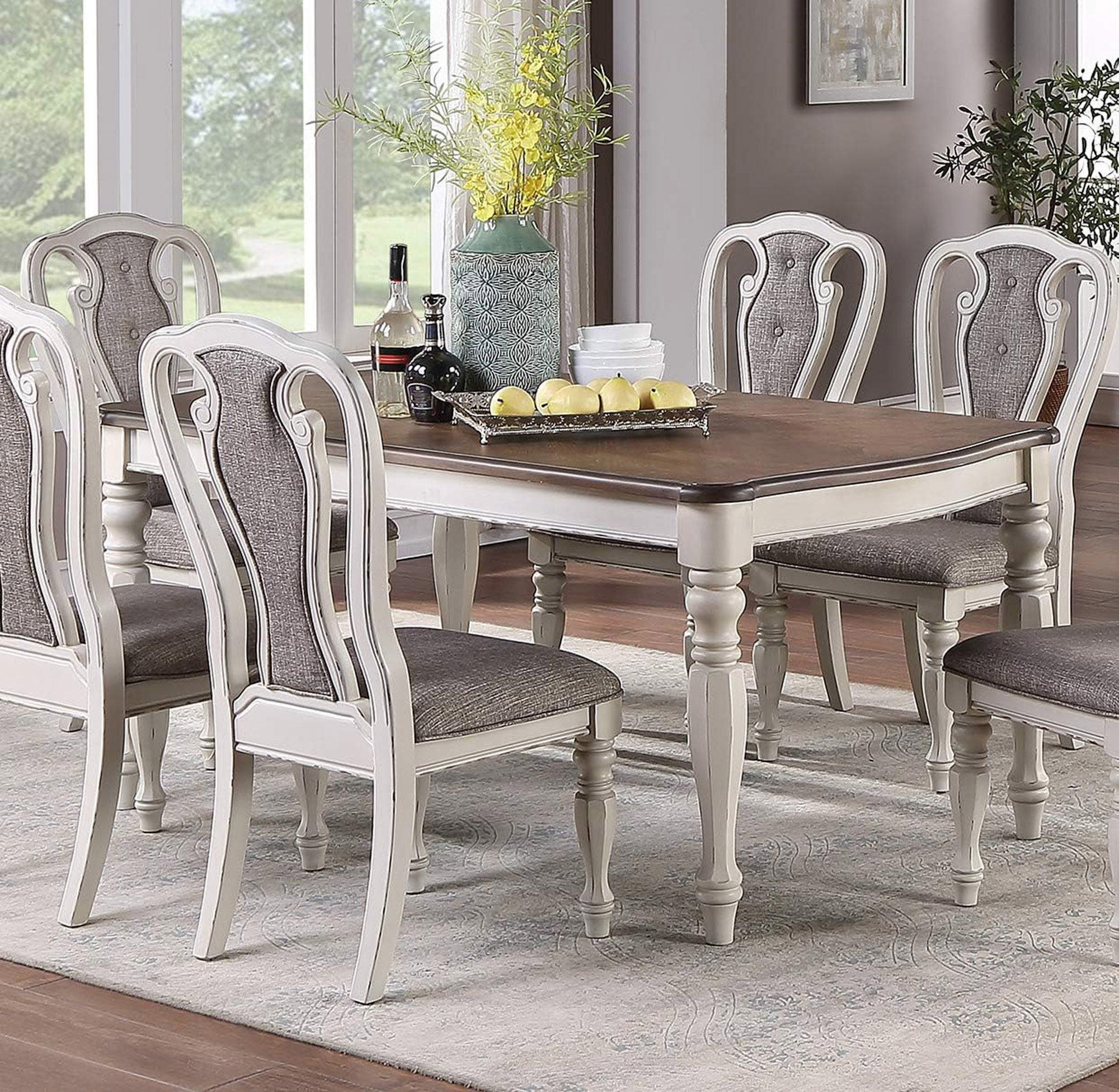 Wildon Home® Transitional Style 7Pc Dining Set Dining Table W Oak Top ...