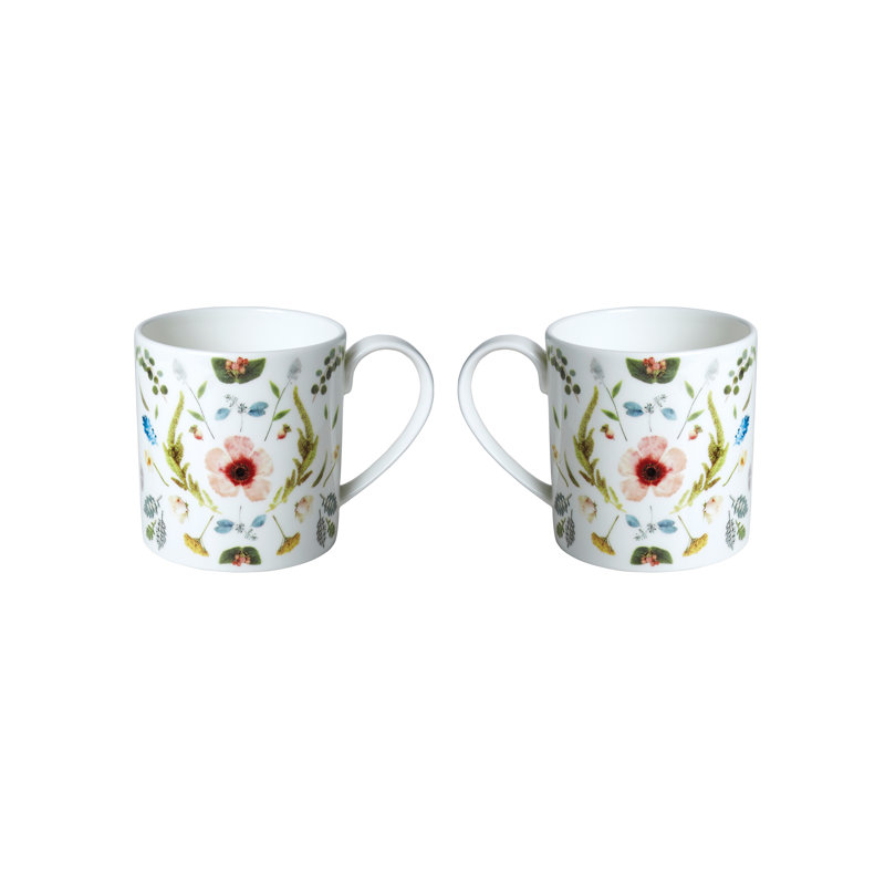 Twig New York Scandinavian Floral Bone China Coffee Mug, Set of 2 | Wayfair