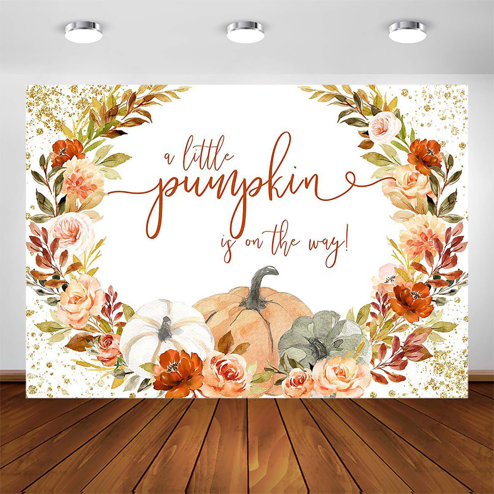 The Holiday Aisle® Pumpkin Floral Baby Shower Photo Booth Background ...