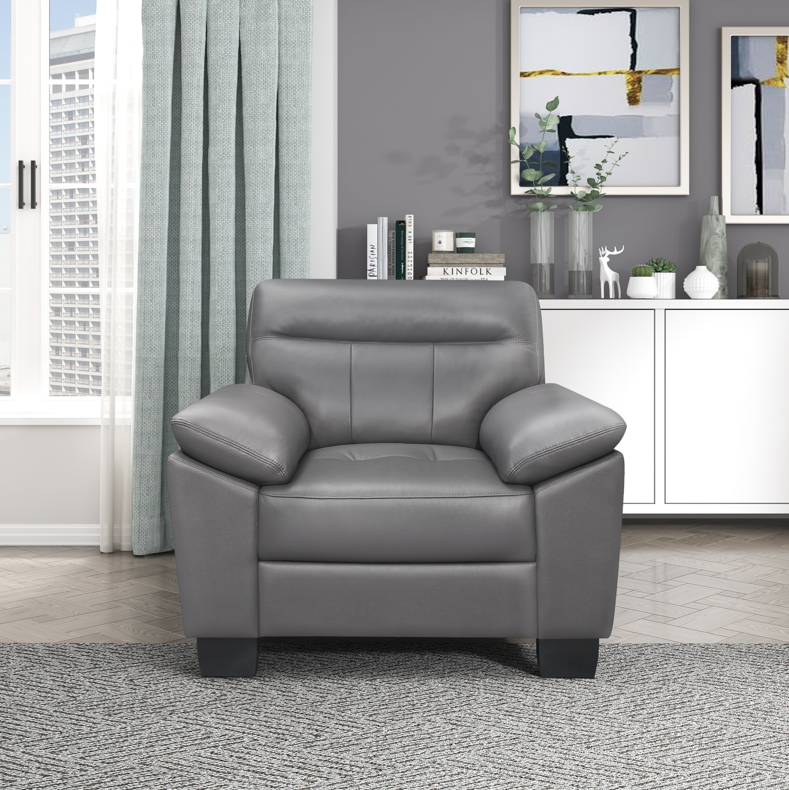 Latitude Run® Charisma Leather Match Upholstered Living Room Chair ...