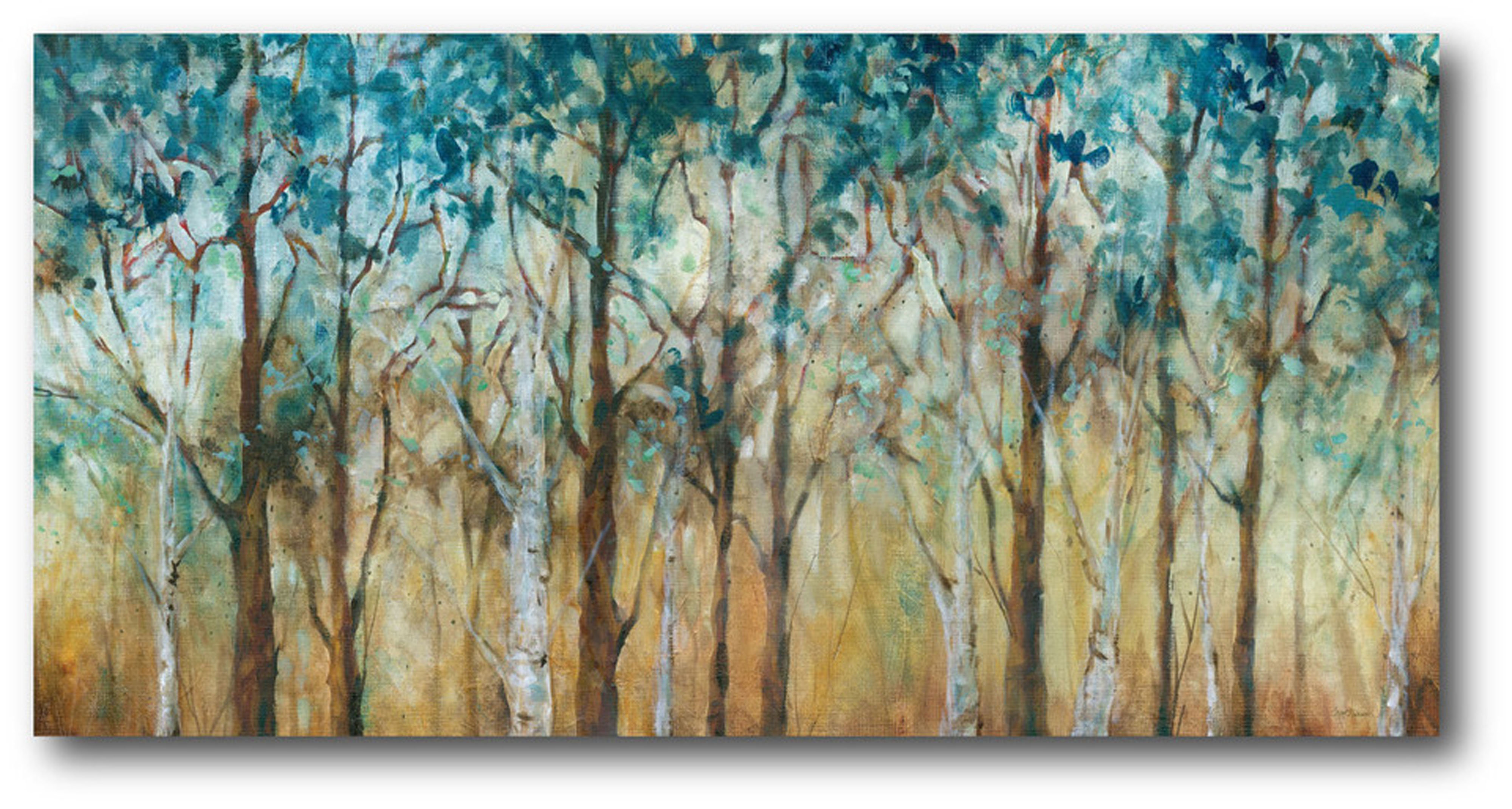 East Urban Home 'Sunlit Birch Grove' Painting Print on Wrapped Canvas ...