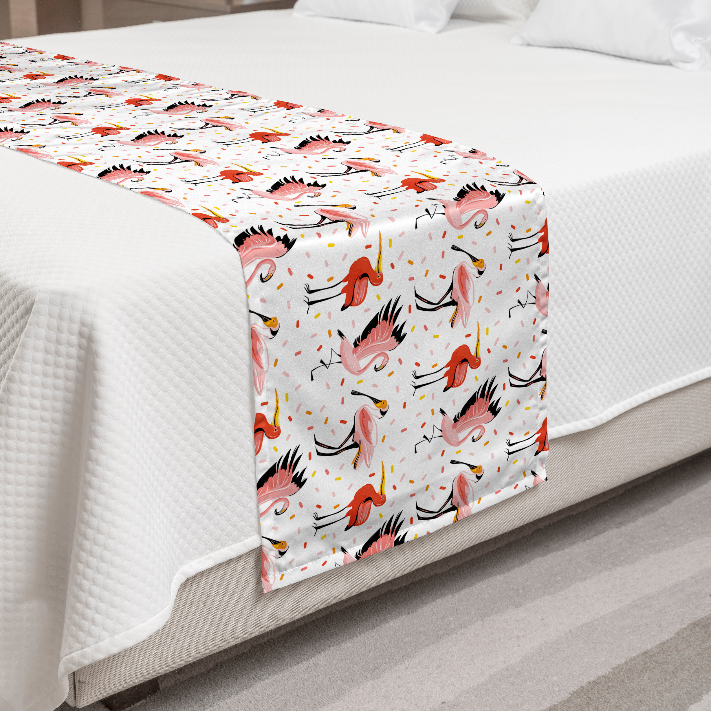 Ambesonne Flamingo Bed Runner Exotic Birds Hand Drawn Blush Vermilion - Wayfair Canada