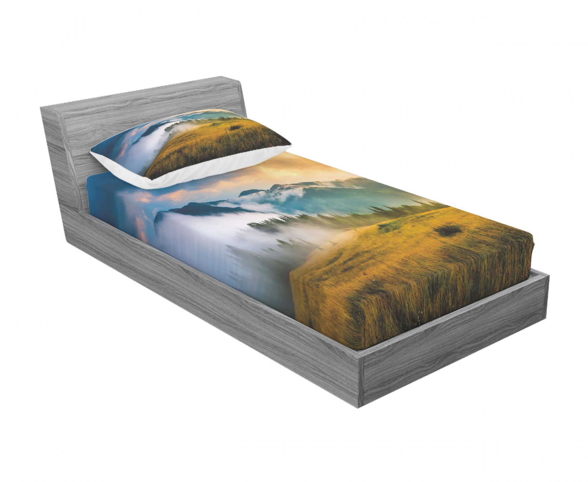 Ambesonne Rural Scenery Sunrise Misty Sheet set | Wayfair