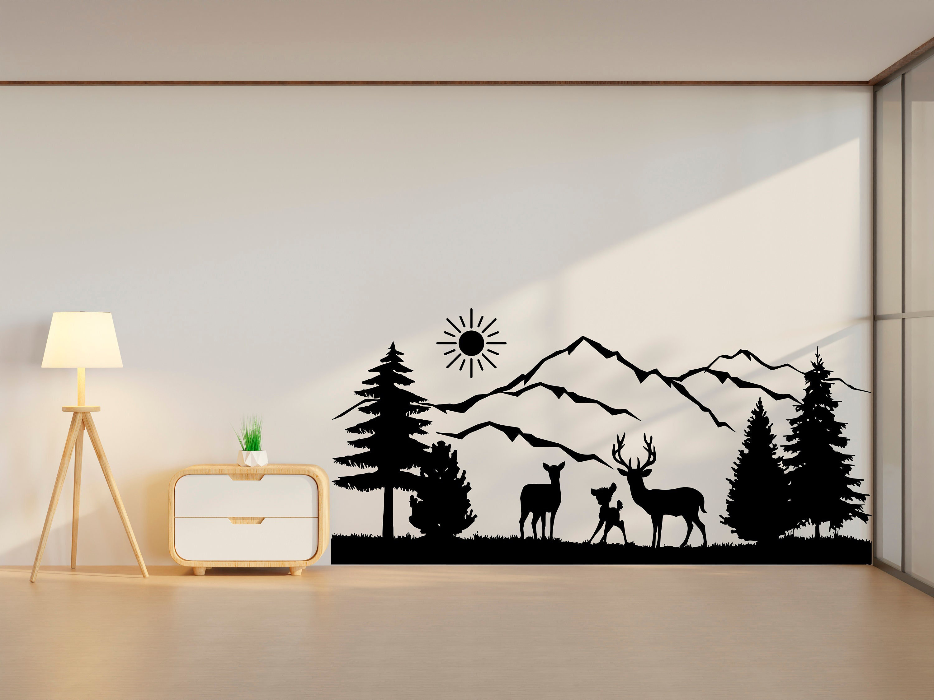 Millwood Pines Deer Forest Wall Decor Custom Deer Wall Decal | Wayfair