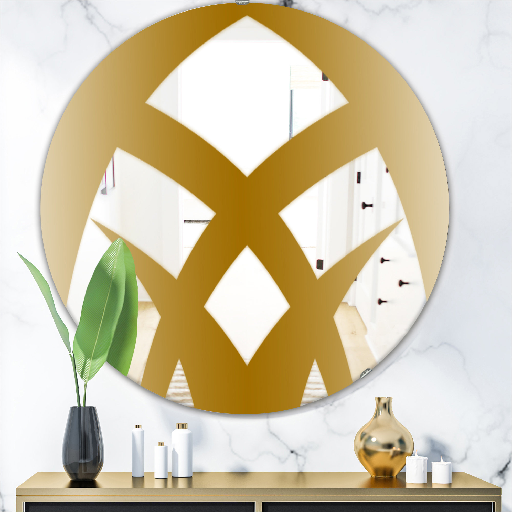 East Urban Home Symmetrical Abstract Wall Mirror | Wayfair