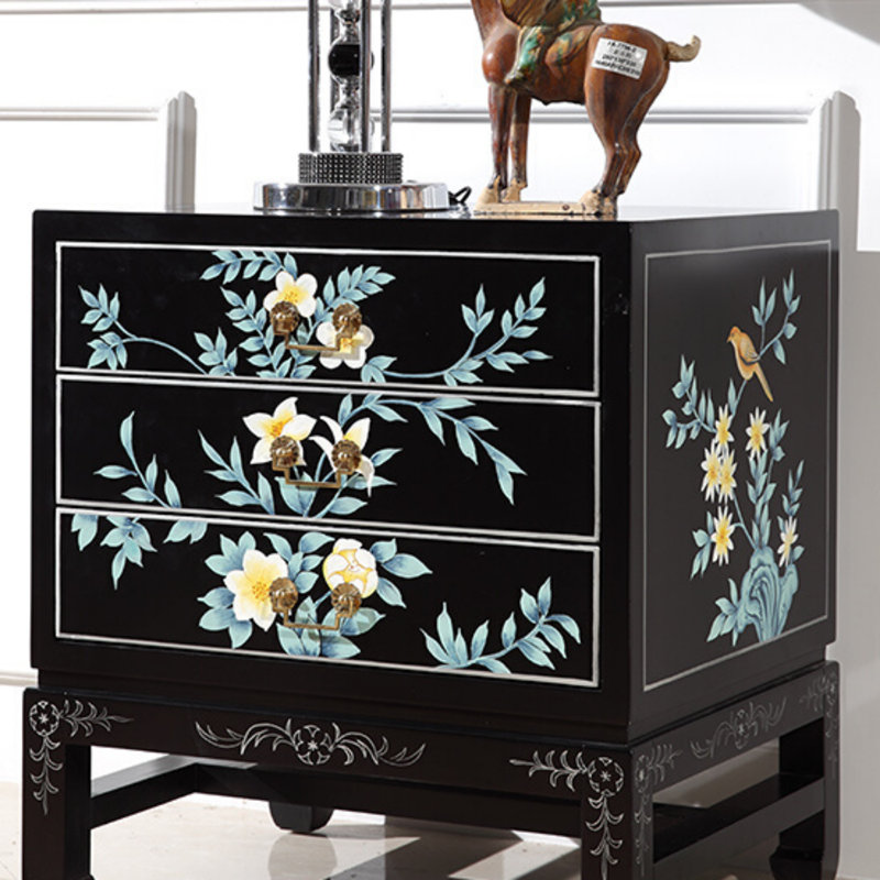 interanest Black Hand-Painted Three-Drawer Accent Chest | Wayfair