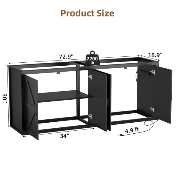 Ophelia & Co. 125-150 Gallon Fish Tank Stand With Power Outlet, Heavy ...
