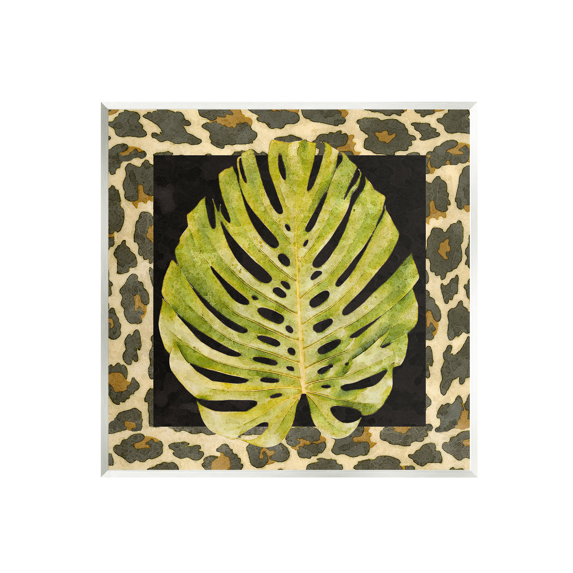 Stupell Industries Monstera On Leopard Pattern Wall Plaque Art Design ...