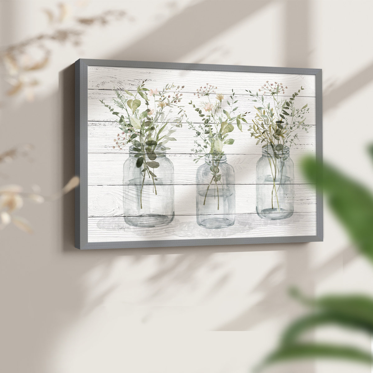August Grove® Bottled Greenery -Framed Print - Restickable | Wayfair