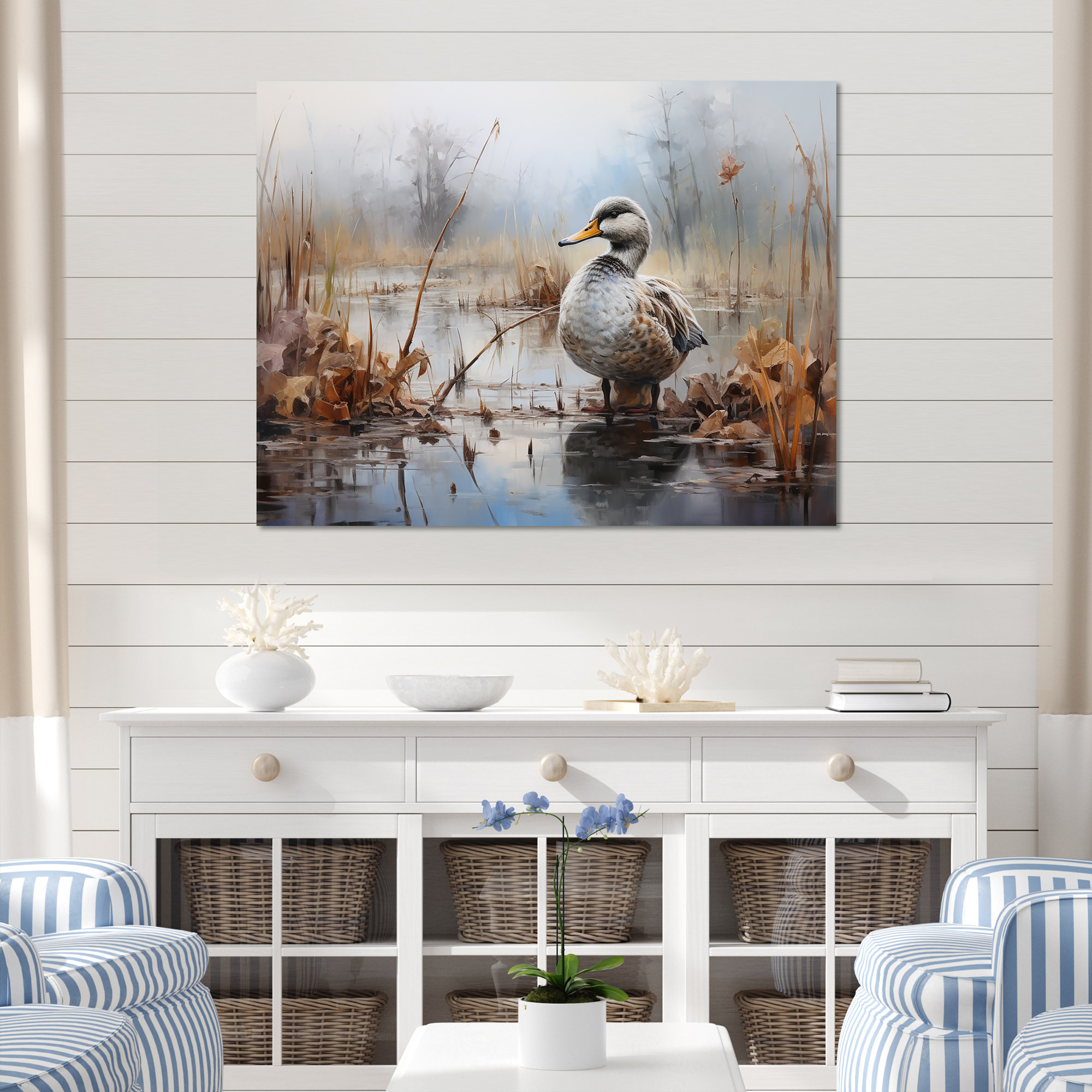August Grove® Misty Marsh Duck IV - Duck Animal Wall Art | Wayfair
