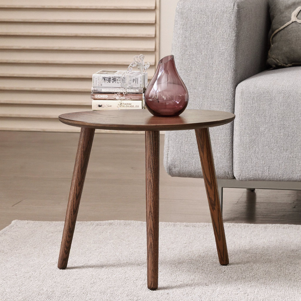 Latitude Run® Mid-Century Oval Oak Coffee Table - Solid Wood, Walnut ...