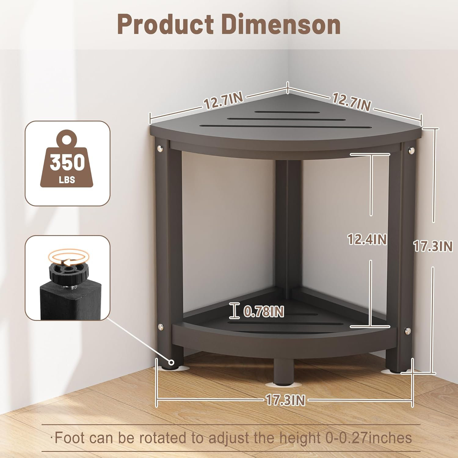 Rebrilliant Corner Shower Bench Seat HDPE Waterproof Shower Stool For ...