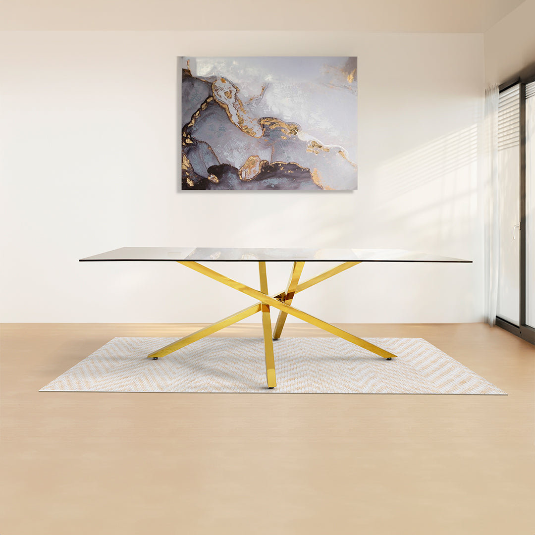 Willa Arlo Interiors Bashaw 160cm Gold Dining Room Dinner Table ...