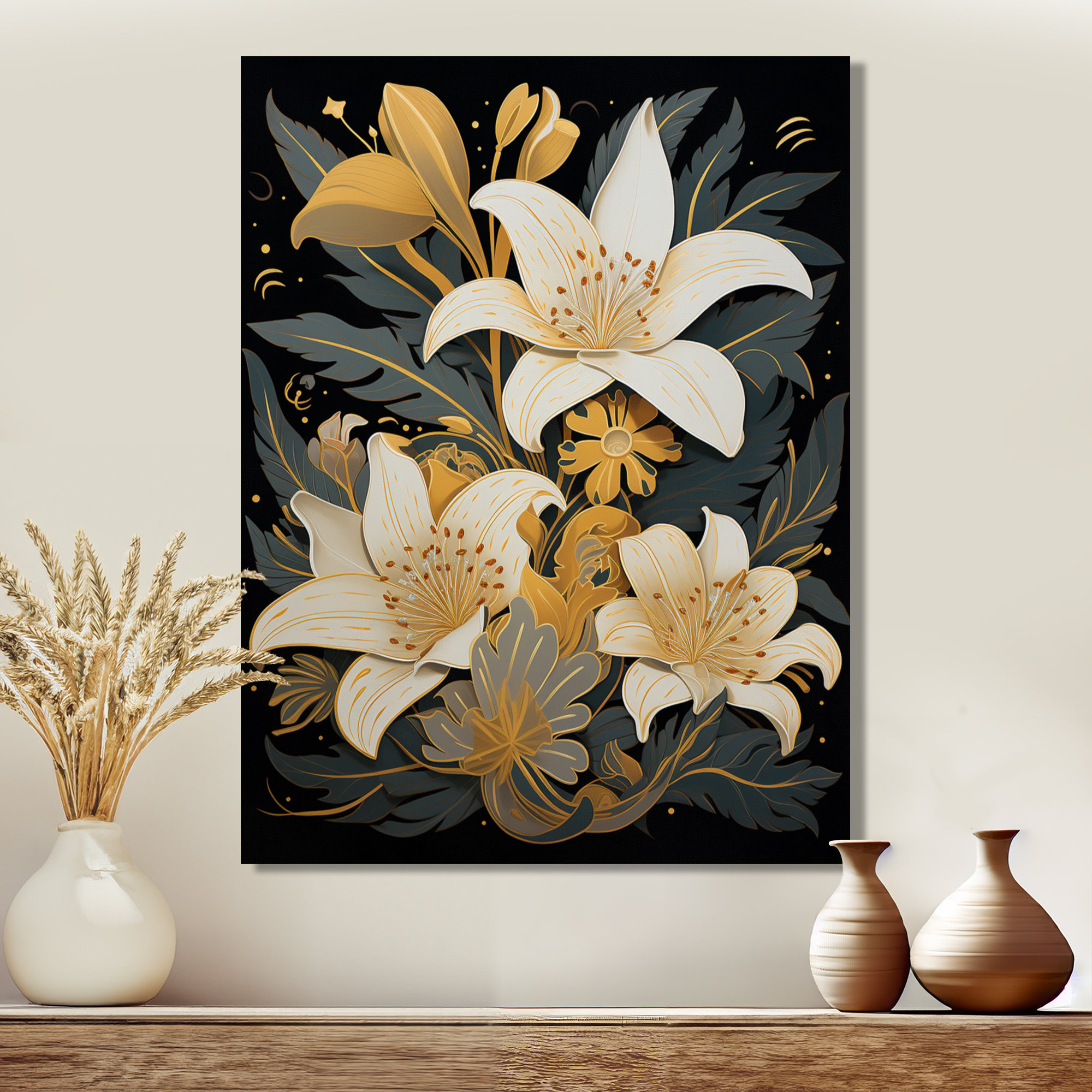Winston Porter White Iris Flower Retro Illustration - Irises Wall Art ...