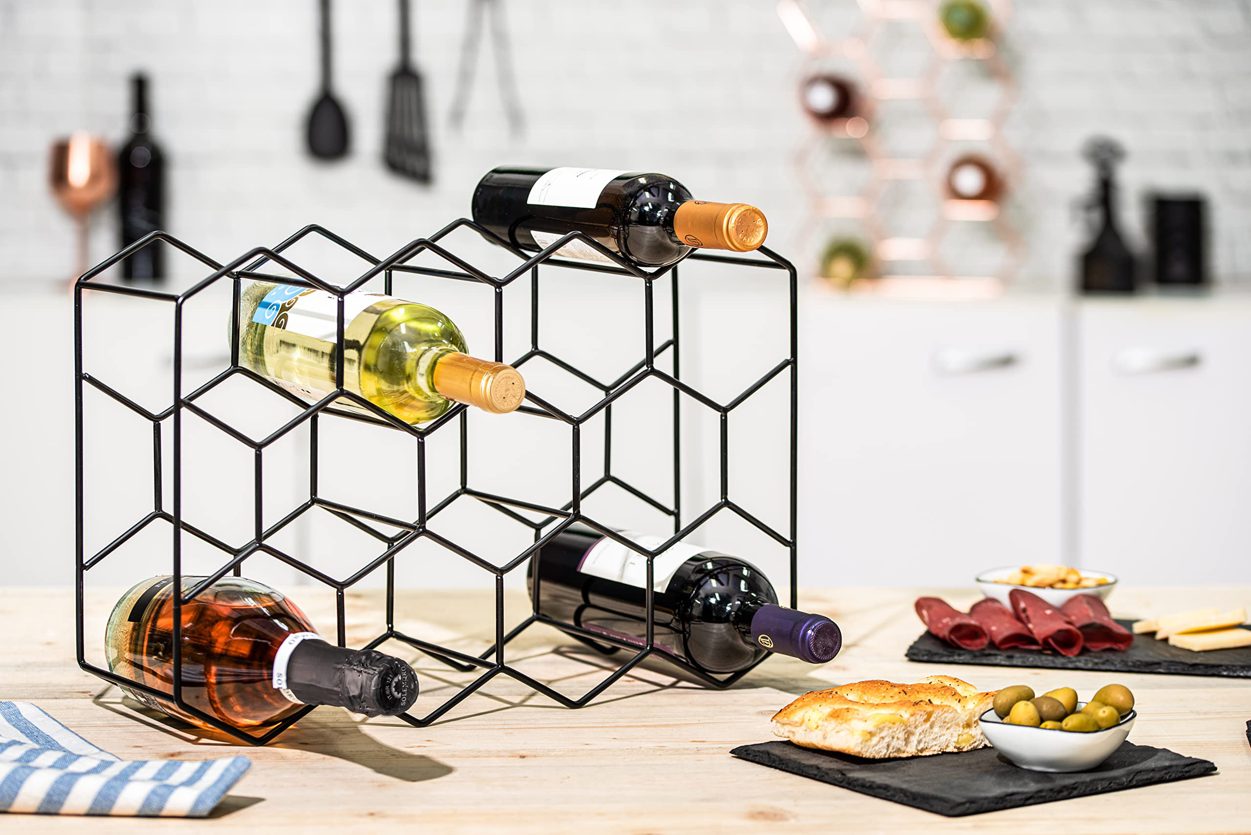 Latitude Run® Countertop Wine Rack - 14 Bottle Freestanding Modern ...