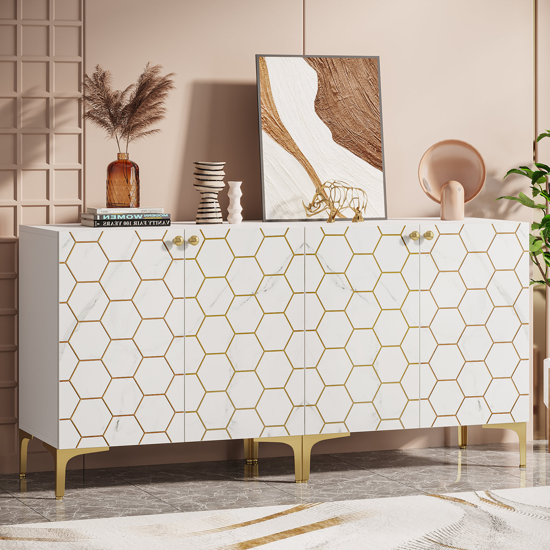 Mercer41 Arkaitz Modern Accent Storage Cabinet for Living Room ...