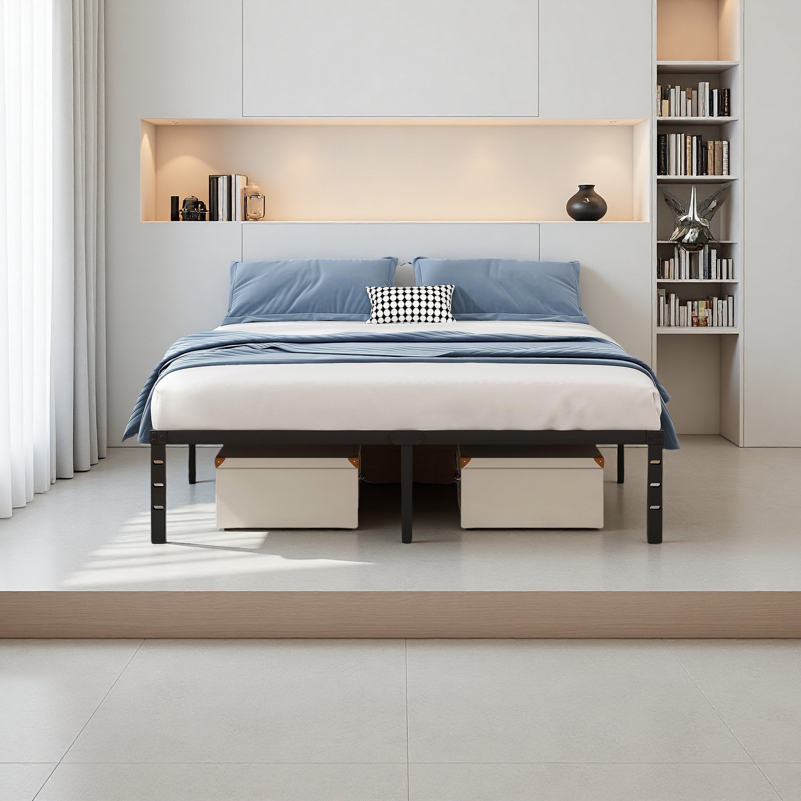 Ebern Designs Queen Size Bed Frame With Storage Space,14 Inch | Wayfair