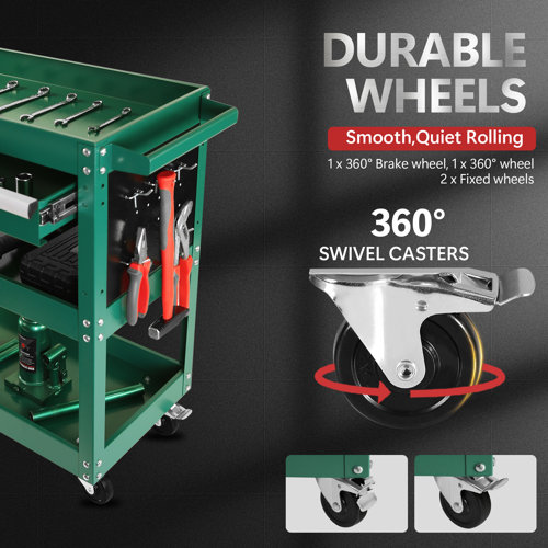 WFX Utility™ 3 Tier Rolling Tool Cart, Heavy Duty Utility Cart Tool ...