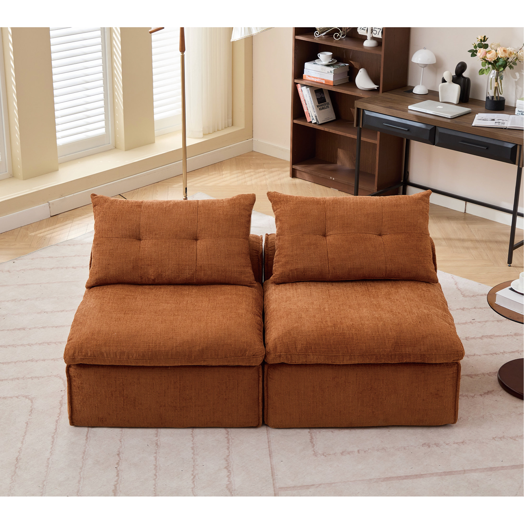 LUTINMUE Modular Sofa, No Armrests, At Will DIY, Soft Chenille Fabric ...