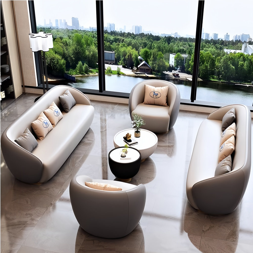 Lifton Modern Simple Sofa Coffee Table Combination 6 - Piece Faux ...