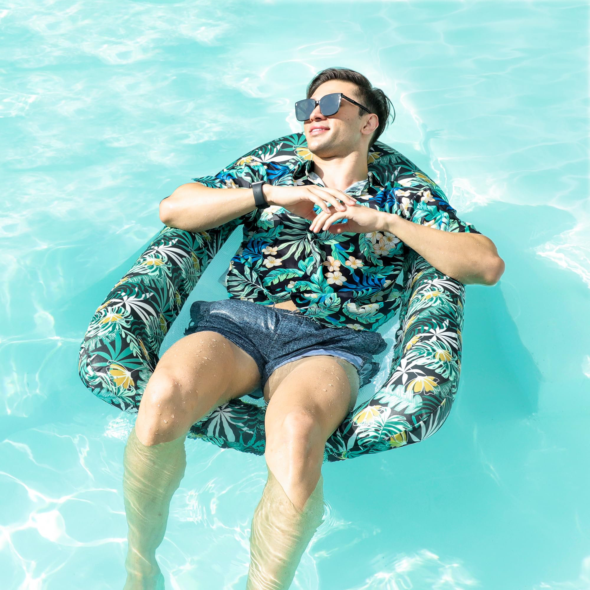 Utibia Inflatable Pool Float for Adults, Fabric Covered Pool Chair ...