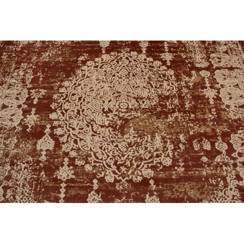 Williston Forge Matias Performance Rust/Beige Rug | Wayfair
