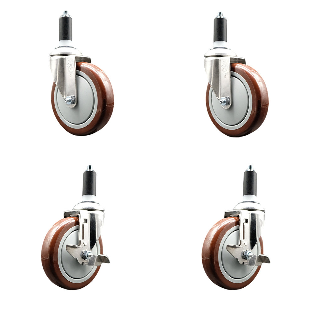 Service Caster 5 Inch 316SS Maroon Poly Swivel 1-1/4 Inch Expanding ...