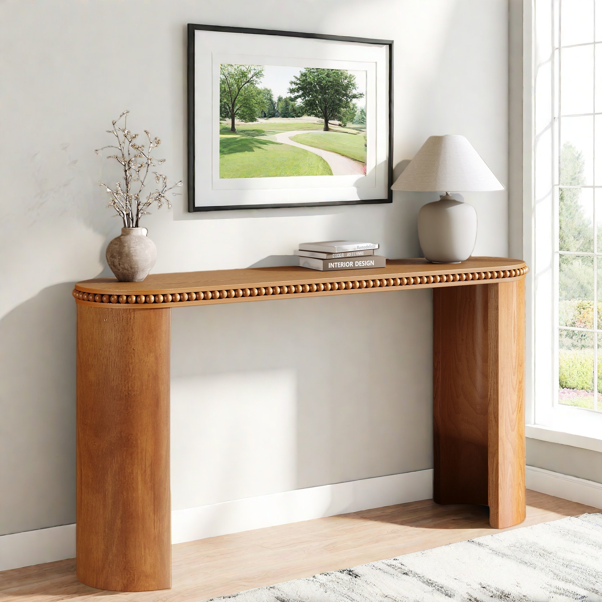 Dakota Fields Vintage Console Table With Beaded Trim And Reversible ...