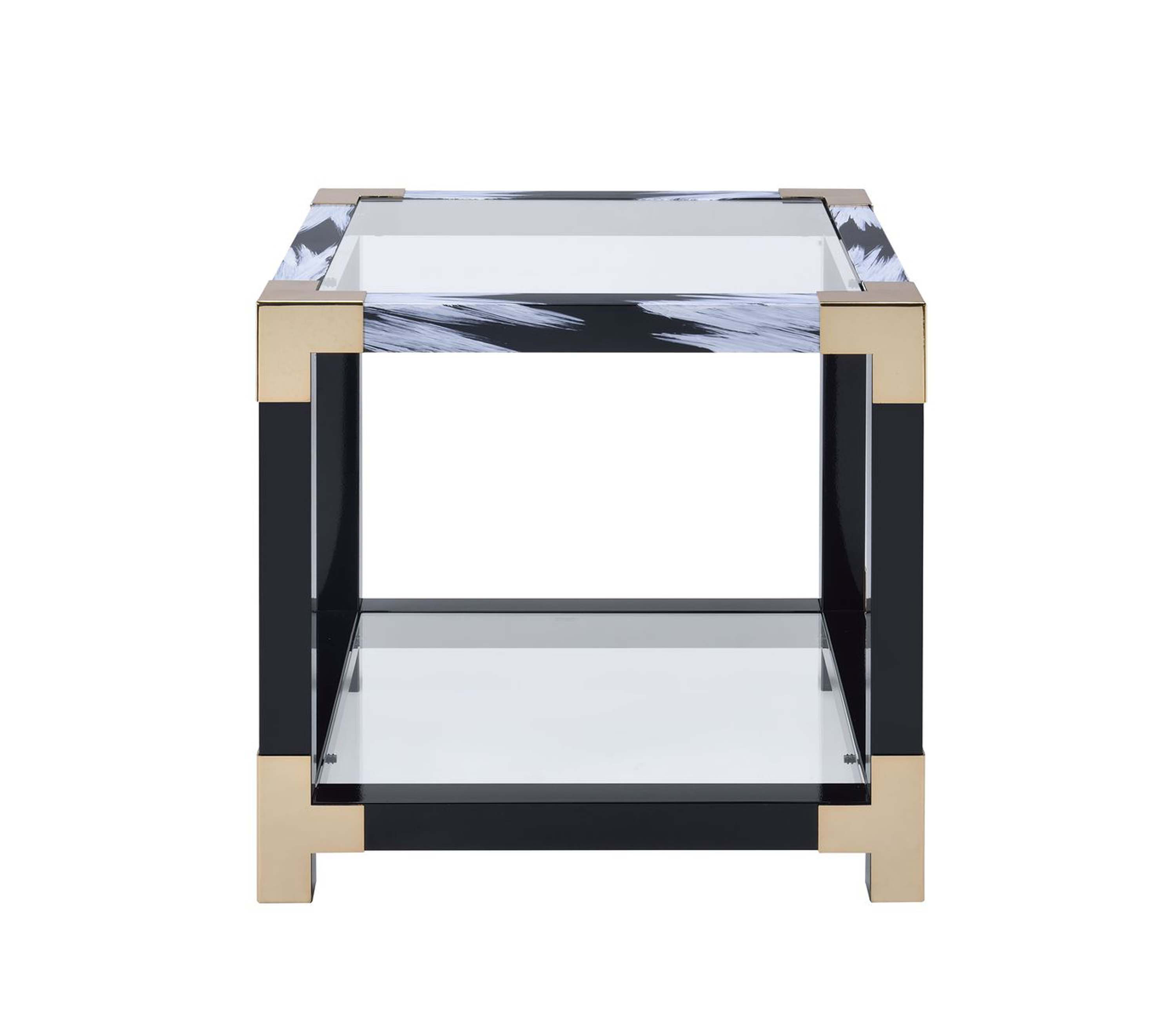 Corrigan Studio® ACME Lafty End Table in White Brushed & Clear Glass ...