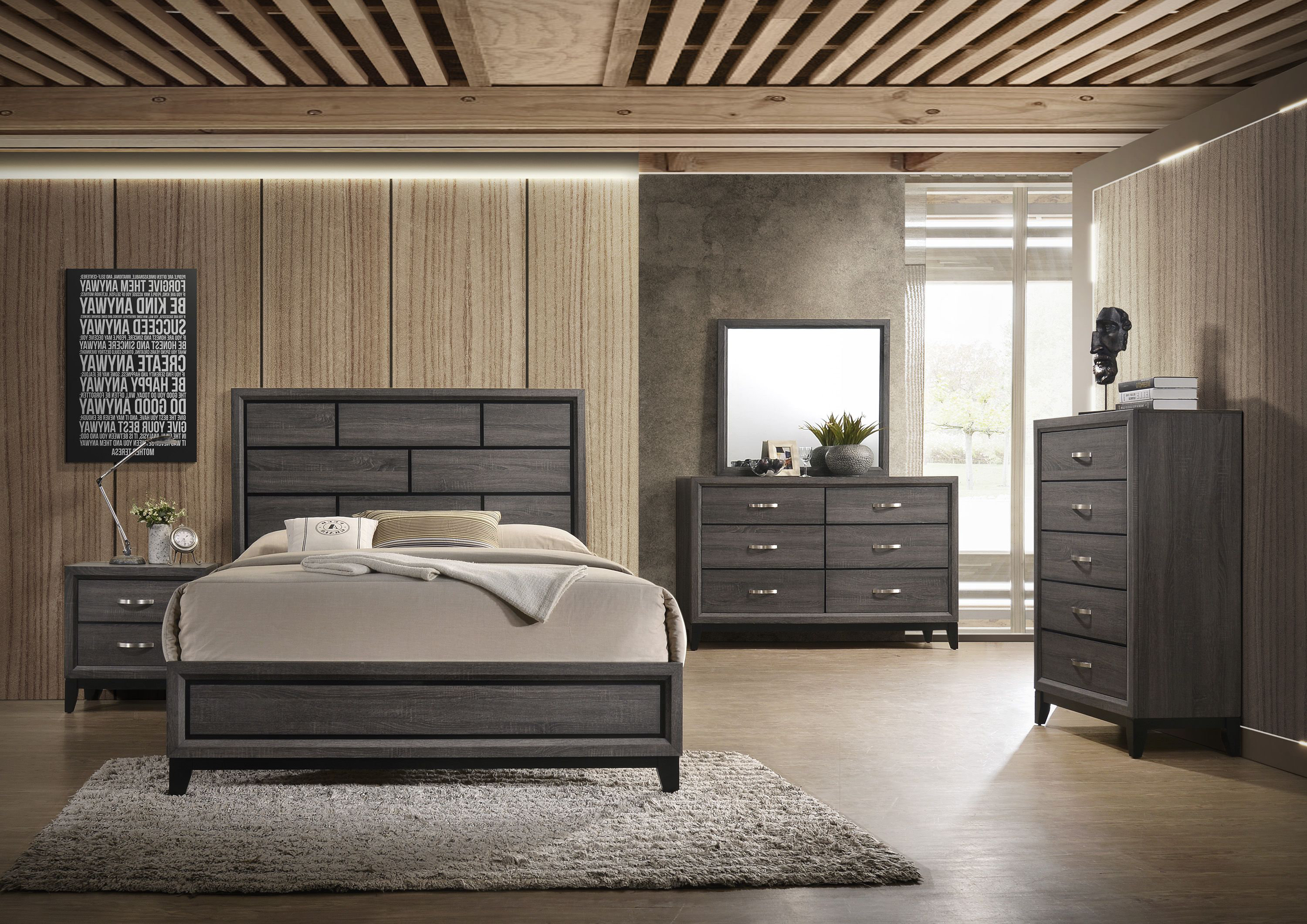 Red Barrel Studio® Ensemble de chambre à coucher à panneau 6 pièces ...