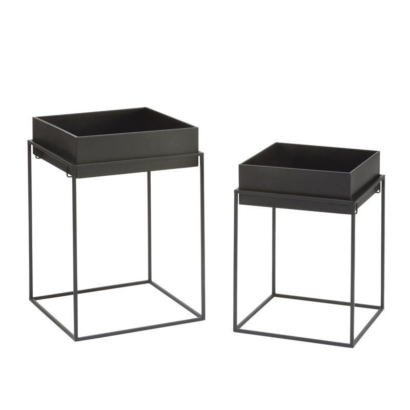 17 Stories Metal Convertible Side Tables - Set Of 2 | Wayfair
