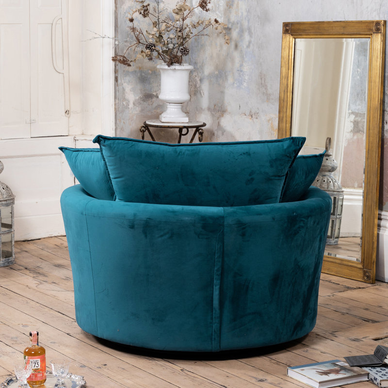 Fairmont Park Fayyaz Velvet Swivel Base Cuddle Chair - Blue & Reviews ...