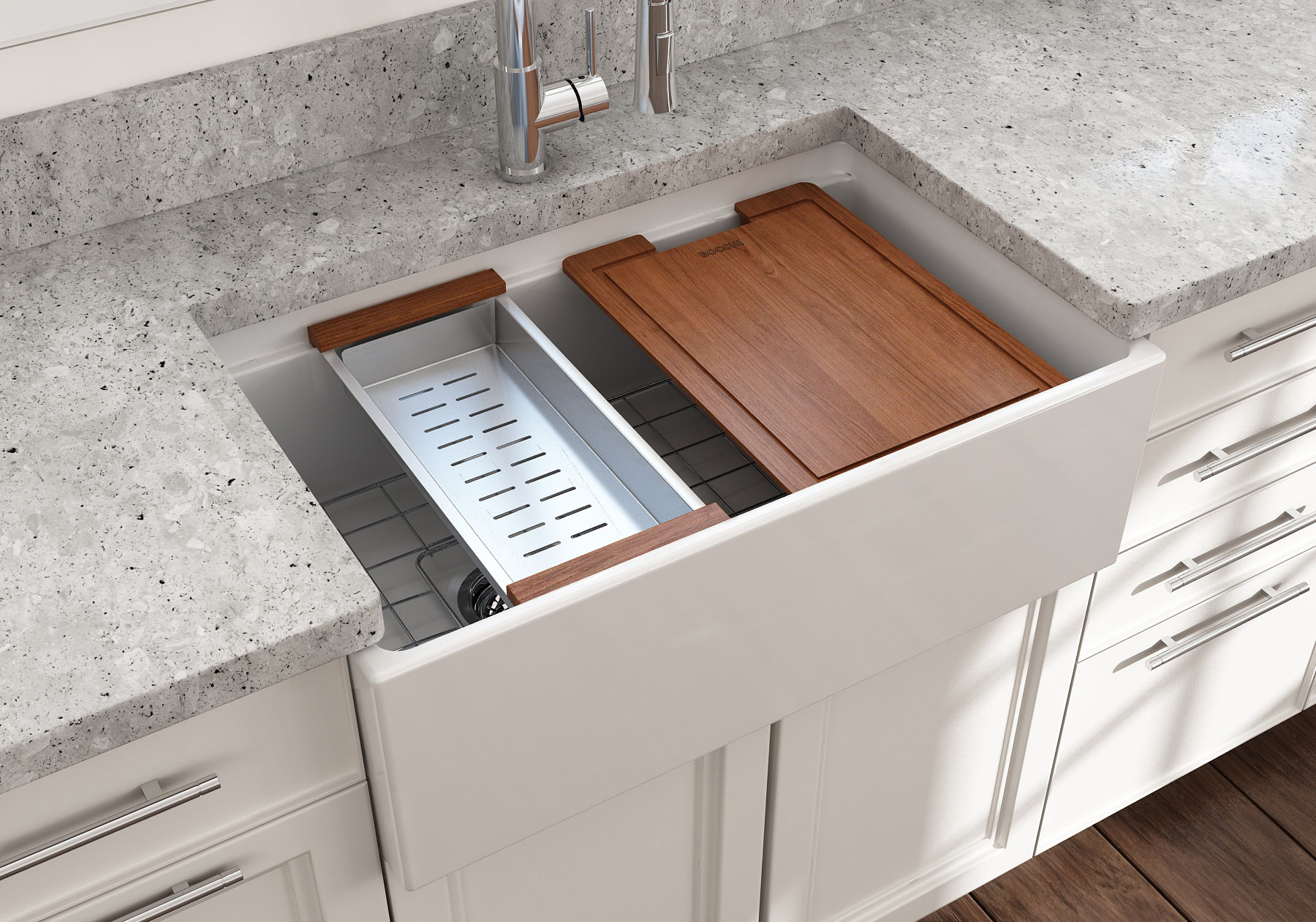 BOCCHI 36" L x 19" W Farmhouse Kitchen Sink with Accessories & Reviews ...