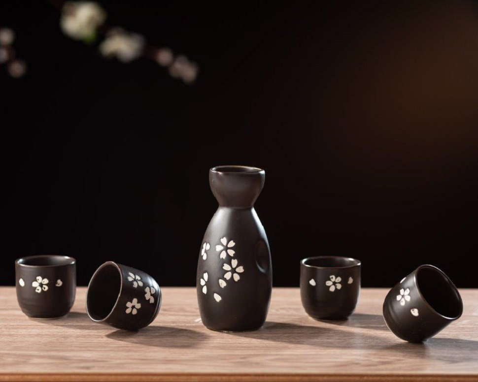 Wildon Home® 5-Piece Sake Set, Durable Ceramic Japanese Sake Set With 1 ...