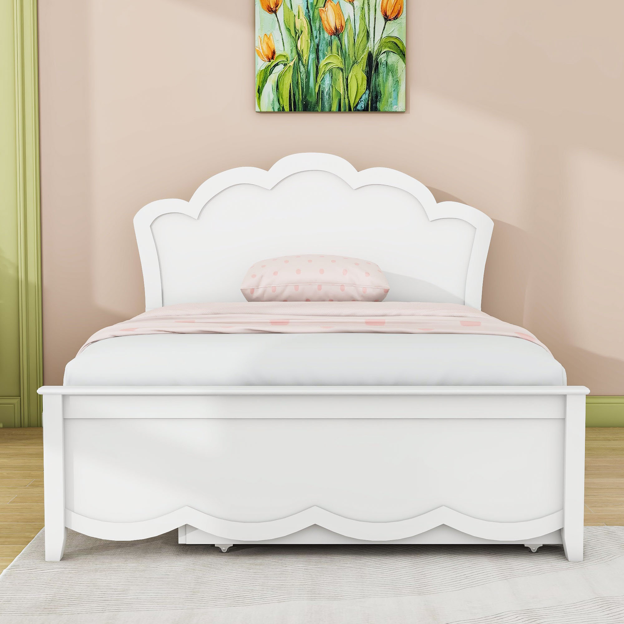 Lark Manor Lit plateforme en bois avec tête de lit et lit gigogne simple - Wayfair Canada