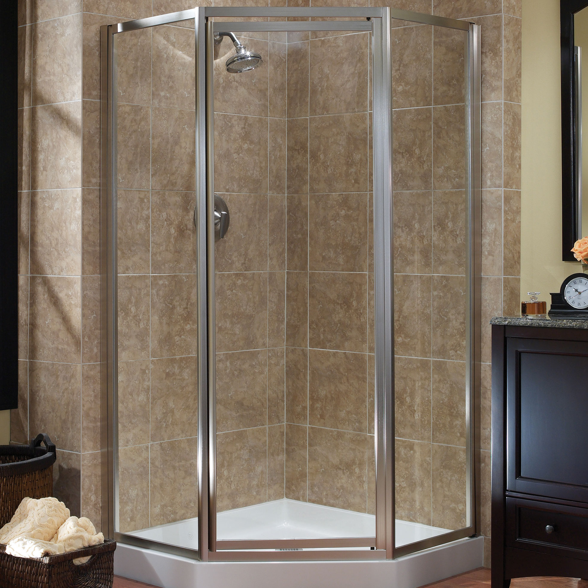 Craft + Main Chase 70" H Framed Neo-Angle Hinged Shower Enclosure ...