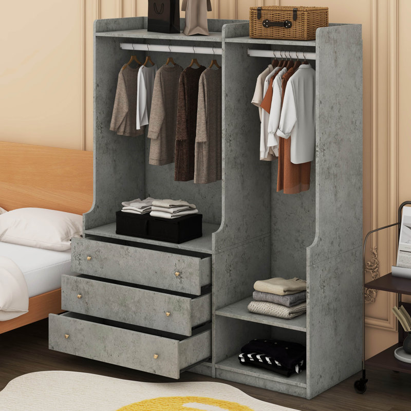 Latitude Run® Open Wooden Wardrobe Storage For Bedroom | Wayfair