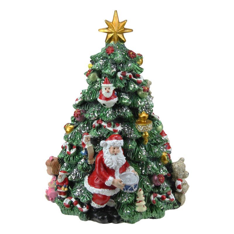 Northlight Seasonal 5.5" Santa Christmas Tree Rotating Music Box ...