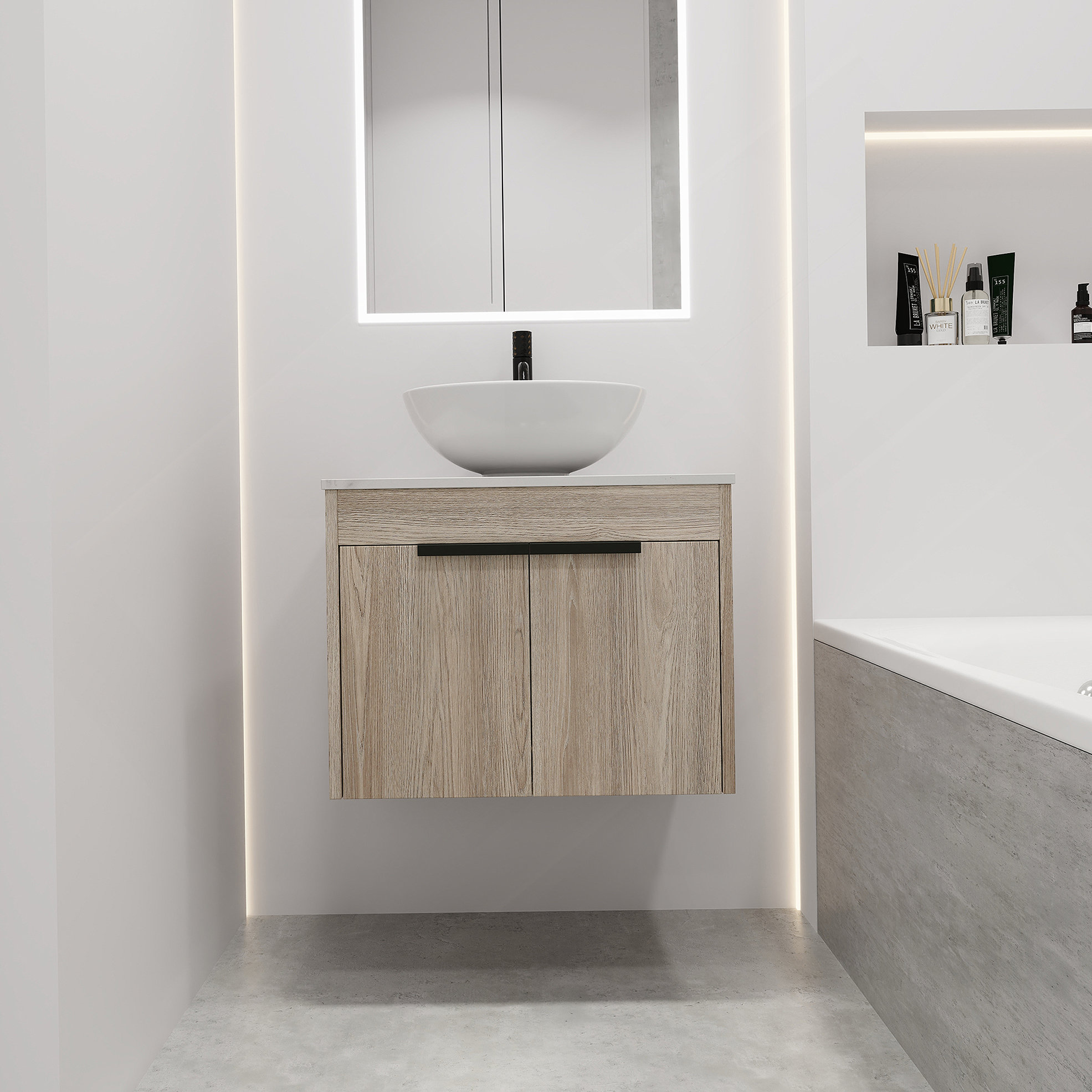 Ebern Designs 24 " Modern Design Float Bathroom Vanity With Ceramic ...