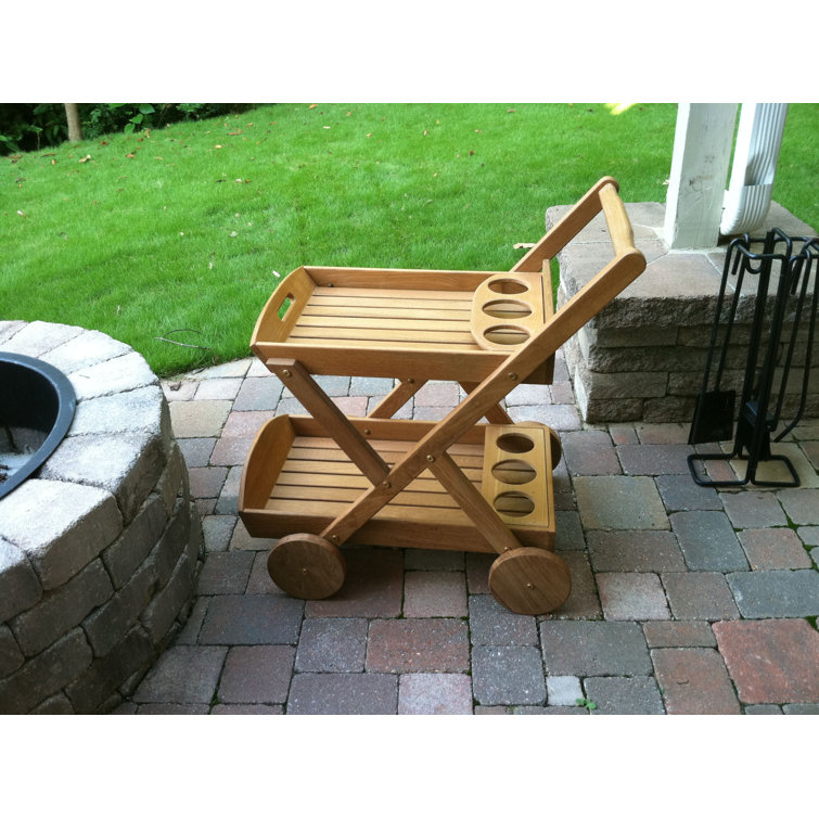 Red Barrel Studio® Mostiller Teak Bar Cart | Wayfair