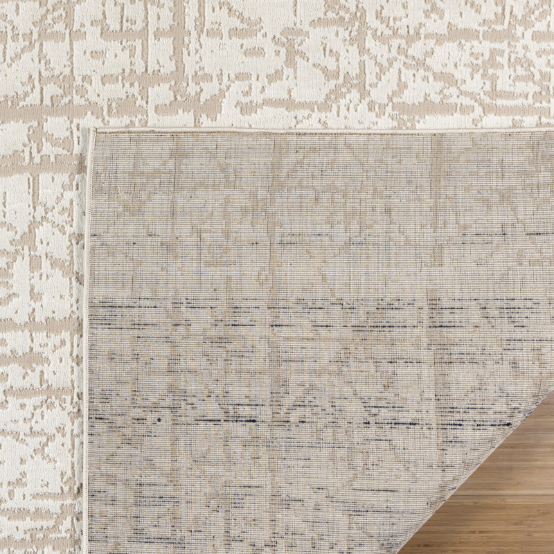 Gertmenian Kielo Leota Modern Abstract Ivory/ Cream Polyester High-Low ...