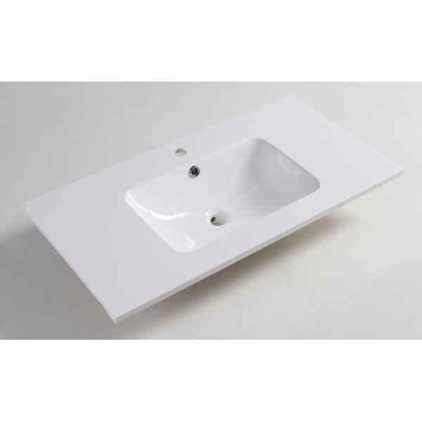 Espace Habitation GBI 19.6'' Glossy White Polymarble Rectangular ...