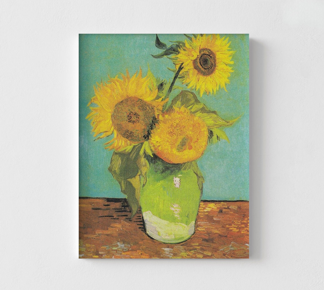 WeFrameArt Three Sunflowers In A Vase By Vincent Van Gogh, Floral Wall ...