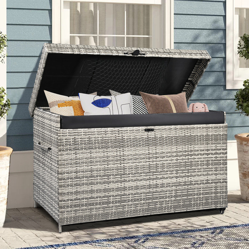VIRUBI 200 Gallon Wicker Deck Box | Wayfair