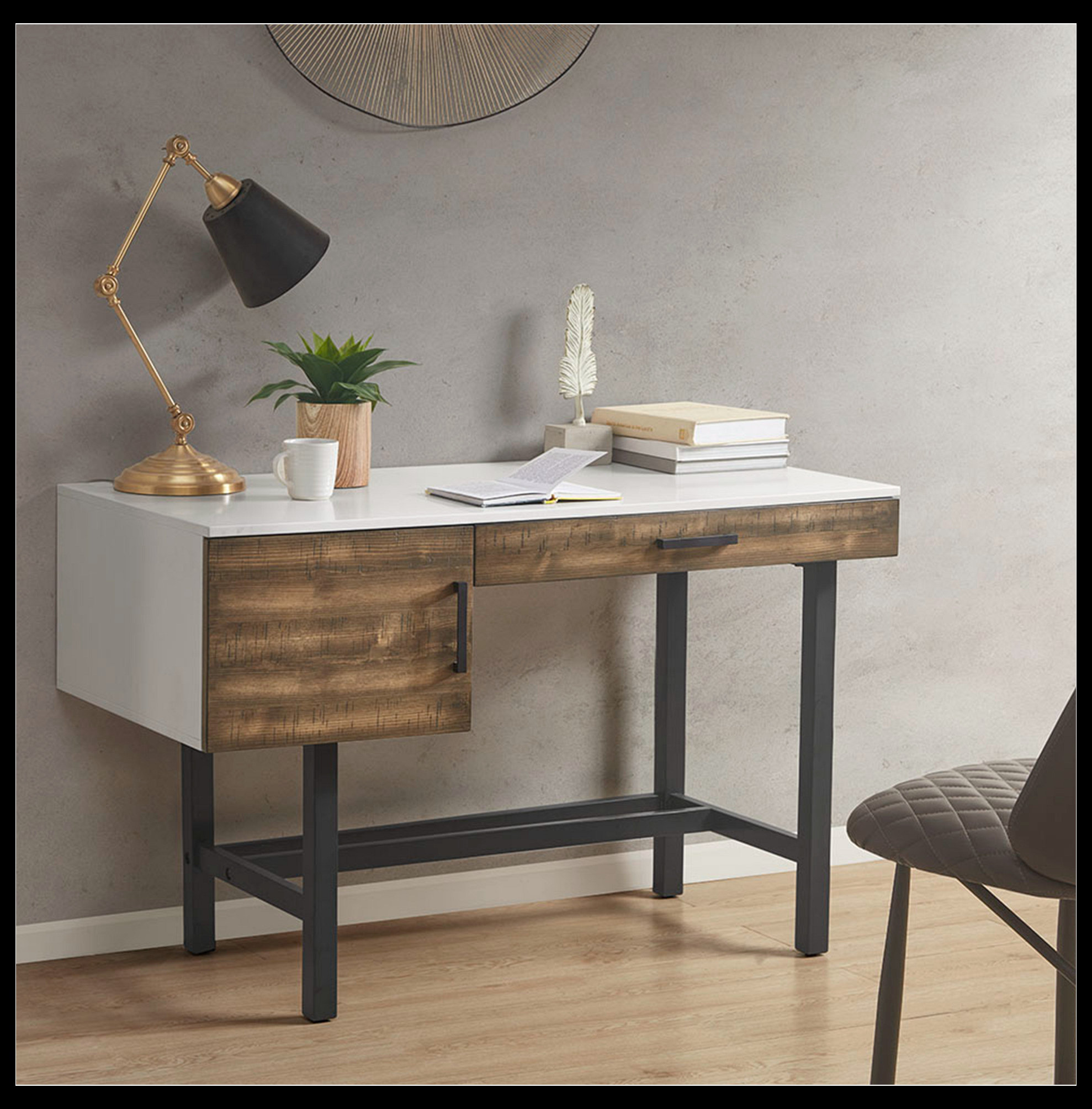 17 Stories Patricie Metal Base Writing Desk | Wayfair