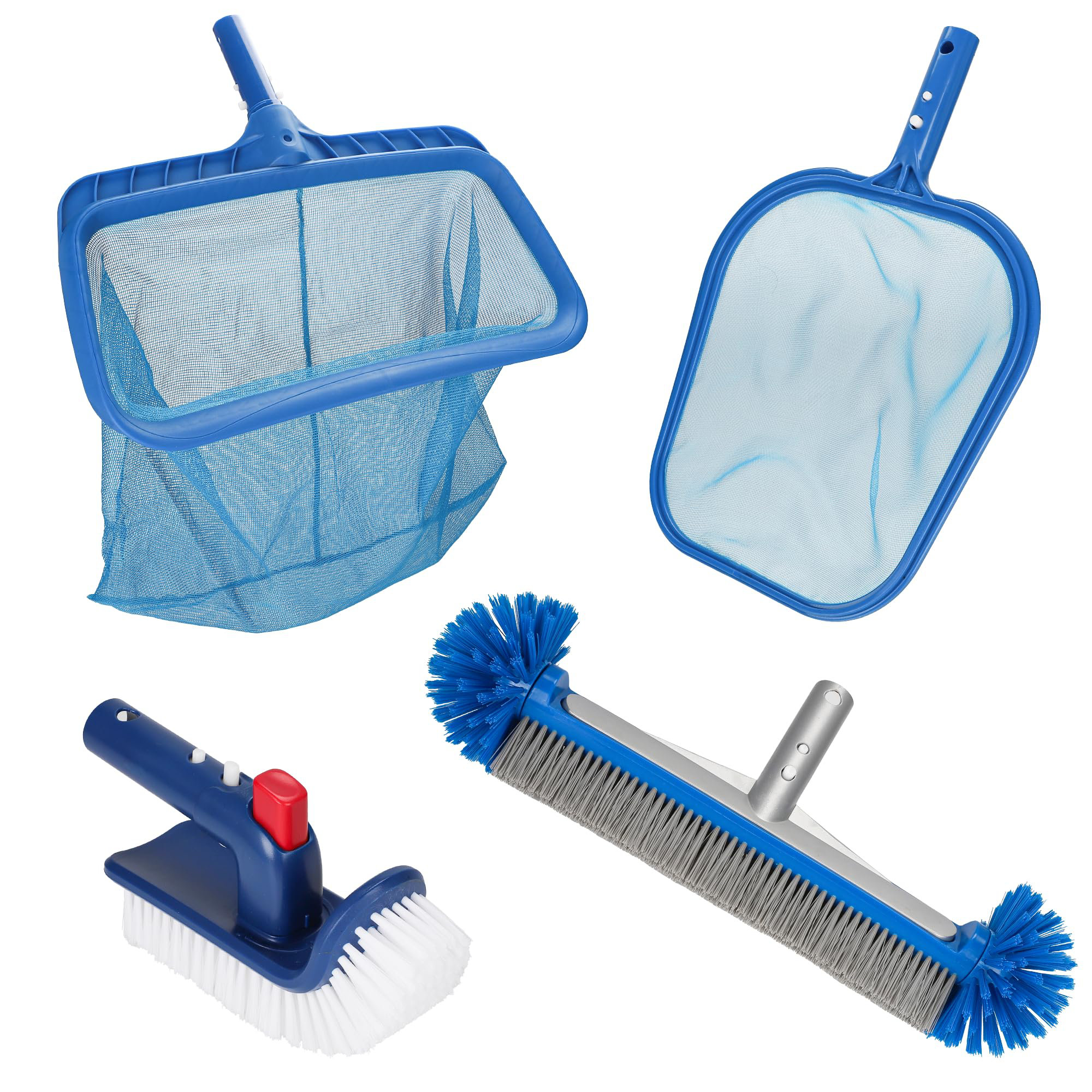 Zeki Shoggy 4-Piece Pool Cleaning Kit With Professional Leaf Skimmer, Mesh Net, 17.5 Inch Brush ...