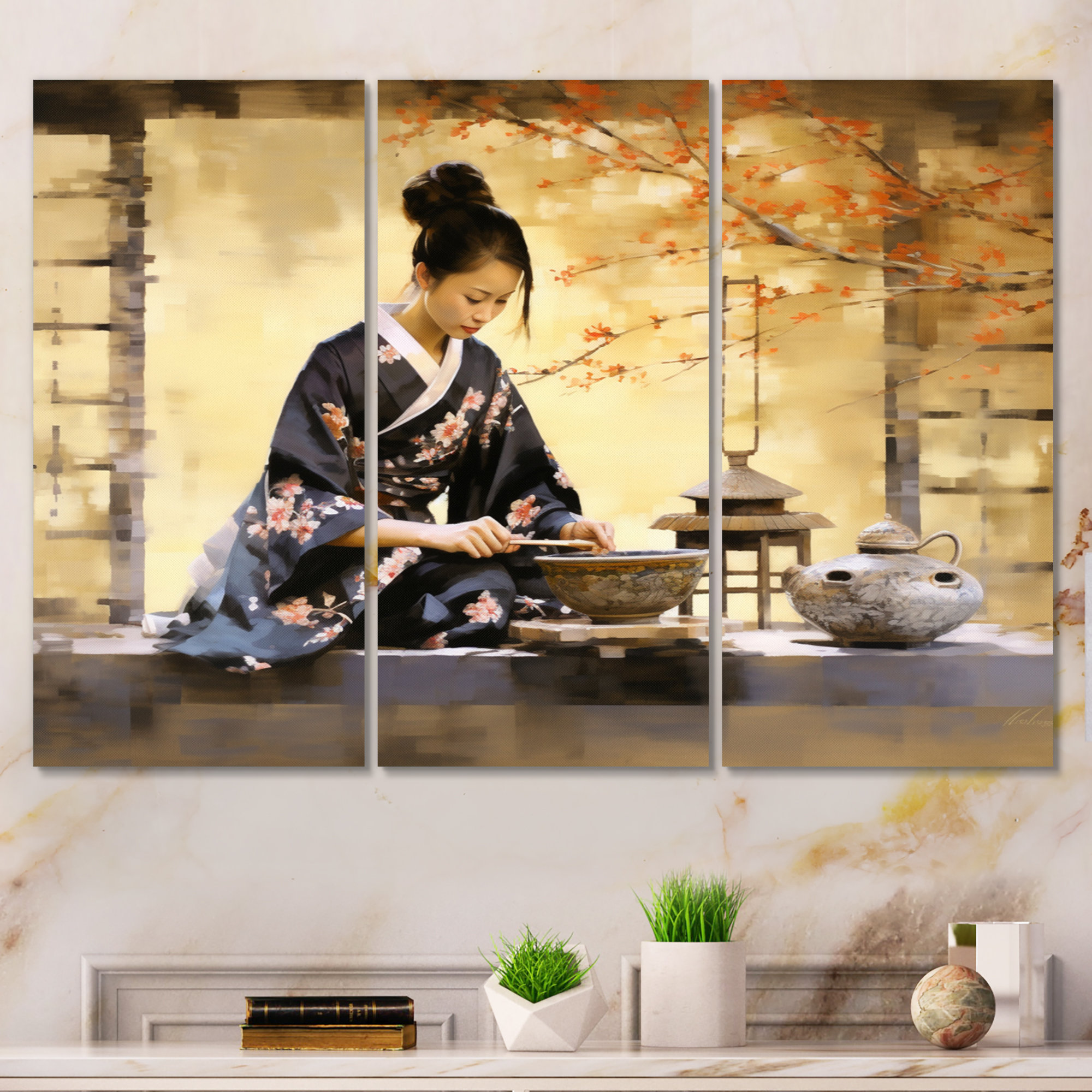Design Art Asian Art Tea Ceremony II - Asian Canvas Art Print Set | Wayfair