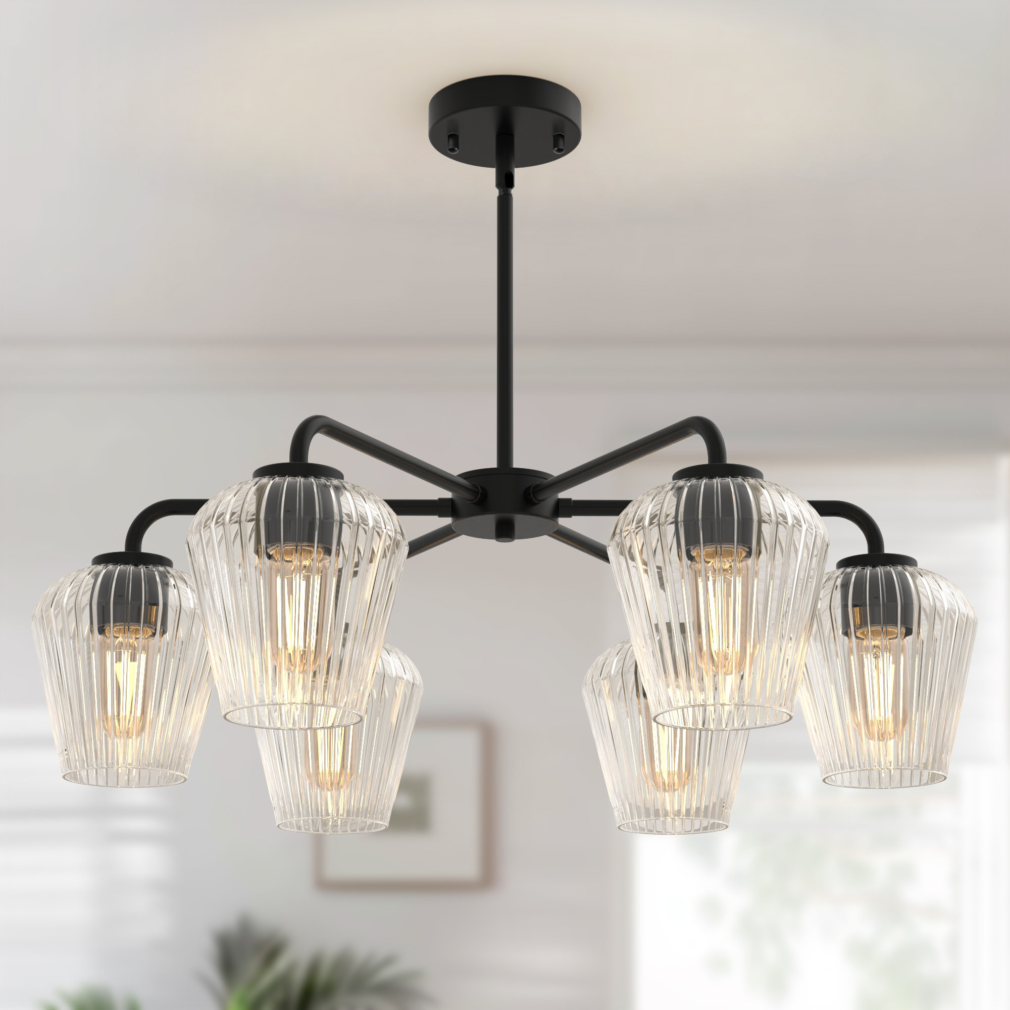 Ebern Designs Malinowski 6-Light Flush Mounted Pendant Lighting ...