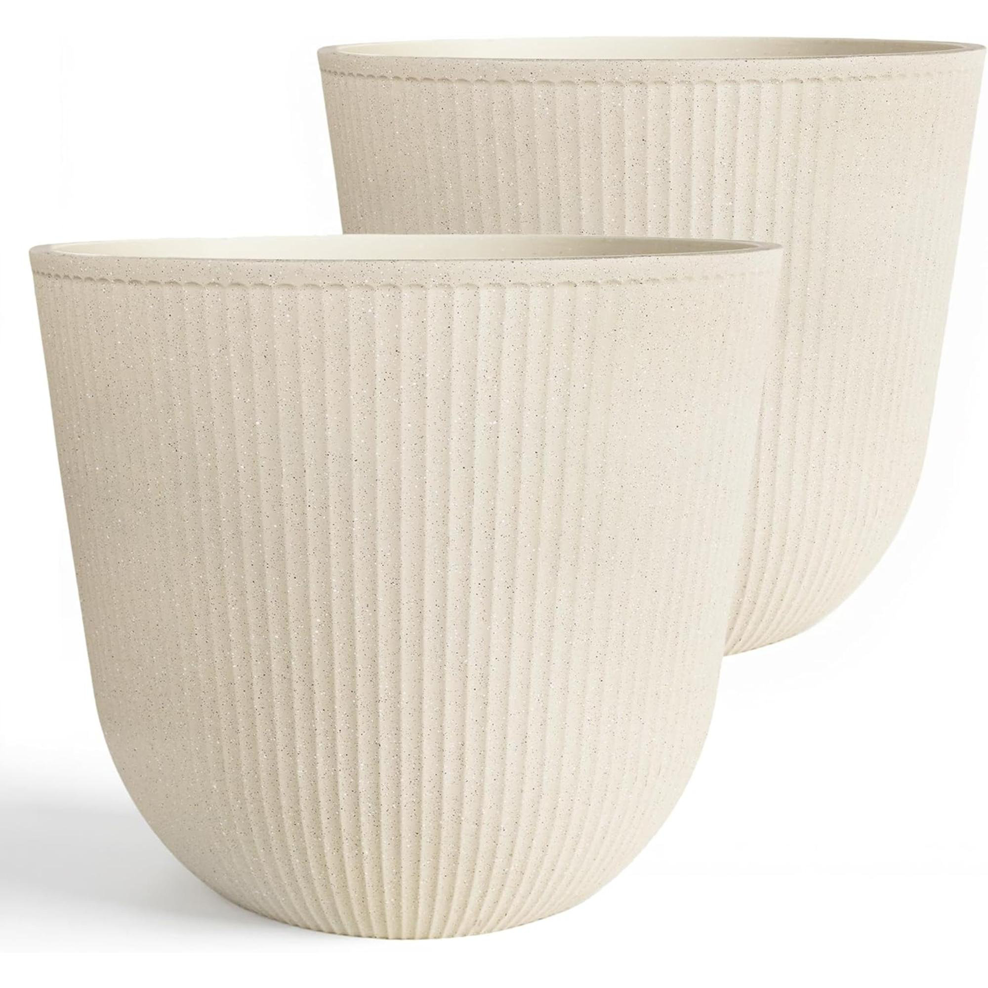 Latitude Run® Garden Round Planter Pot Set Of 2 - Durable Plastic Plant ...