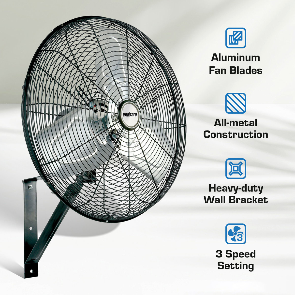 Hurricane Pro Commercial Grade Classic Oscillating Wall Mount Fan ...